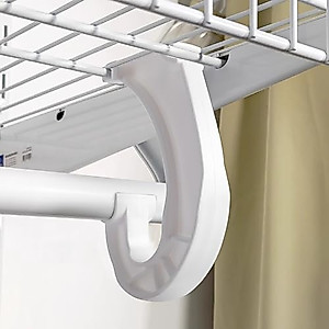 moonoom 4Pcs Hanging Closet Rod Support,3/4 Closet Shelf Rod Holder,Sturdy J-Shaped Closet Brackets for Hanging Clothes,Cabinets Storage and Curtain