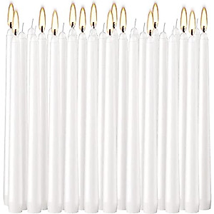 30 Pack Tall Taper Candles - 10 Inch White Dripless, Unscented Dinner Candle - Paraffin Wax with Cotton Wicks - 7.5-8 Hour Burn Time