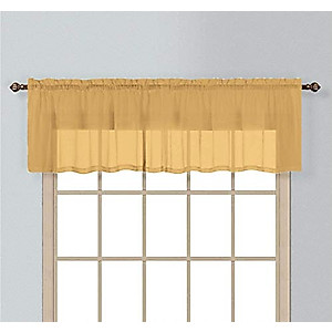 California Drapes 1PC Sheer Voile Window Treatment Valance for Kitchens, Bathrooms, Basements & More (Gold, 55" X 14")