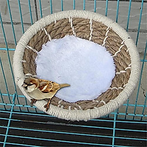 Hand Woven Hemp Rope Bird Nest Bed Cage Bed for Dove Parrot Canary Little Parrot Warm Bird Breeding Cabin Hemp Rope Nest(Hemp Rope,L)