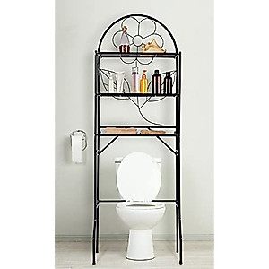 J&V TEXTILES 3-Shelf Bathroom Organizer Over The Toilet, Bathroom Spacesaver (Black)*
