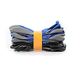 COOLJOB Large Size 10 Pairs Safety Work Gloves, Blue Gray, Nitrile Rubber Coated, Non-slip, Oil Resistant, Hand-friendly, Multi-purpose, Machine Washable