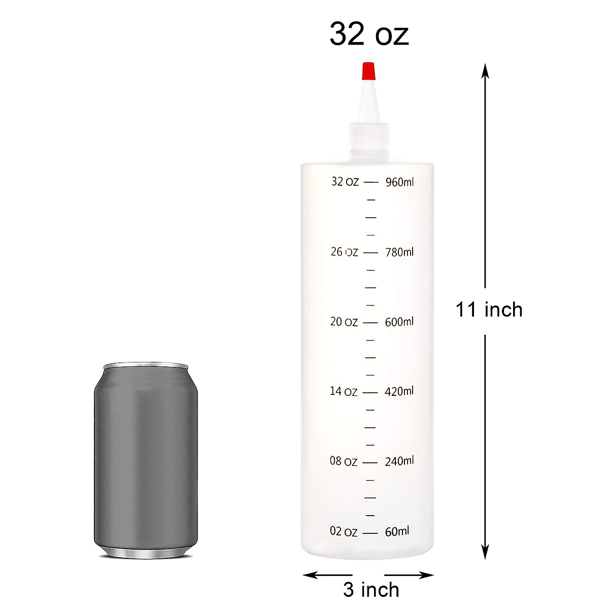 Youngever 4 Pack 32 Ounce Plastic Squeeze Bottles, HDPE Squeeze Bottles for Crafts, Food Art, Glue, Henna