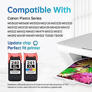 LEMERO 240XL 241XL Remanufactured Ink Cartridge Replacement for Canon PG-240XL 240XL 241XL Combo Pack for PIXMA MG3620 MG3600 TS5120 MG3520 TS5100 MX472 MX432 (1 Black, 1 Tri-Color, 2 Pack)