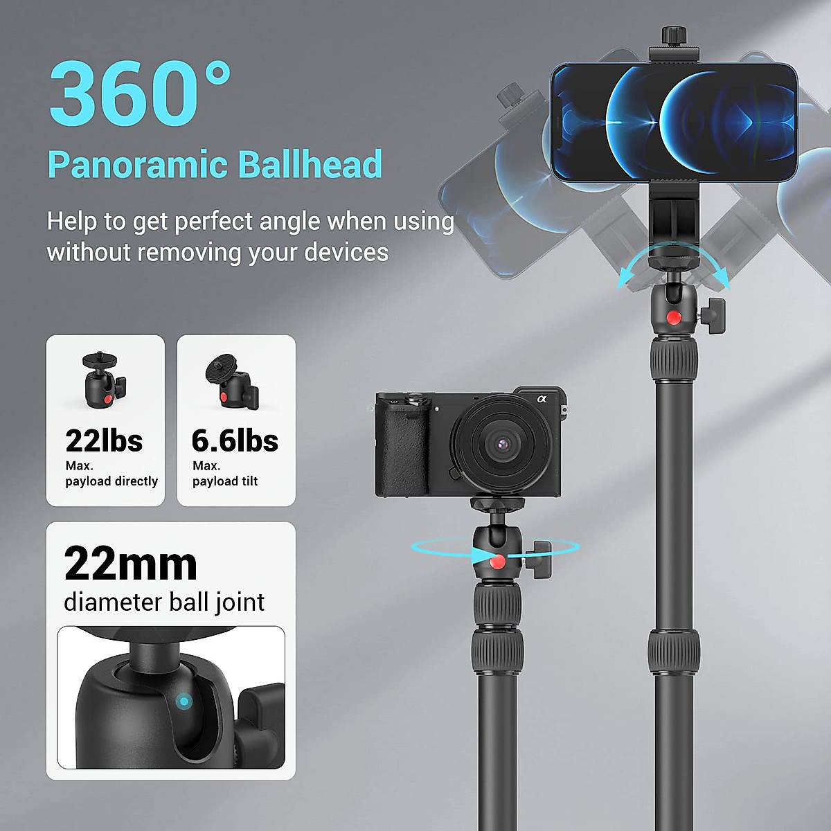 SmallRig Camera Desk Mount Table Stand 15"-35" with 1/4" Ball Head, Adjustable Light Stand, Tabletop C Clamp for DSLR Camera, Ring Light, Live Streaming, Photo Video Shooting - 3488