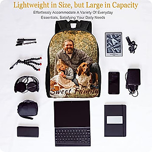 Boneker Custom Backpack Personalized Backpack with 1-9 Photo Customize Your Image Text Name Logo Waterproof Laptop Bag (1 Photo)