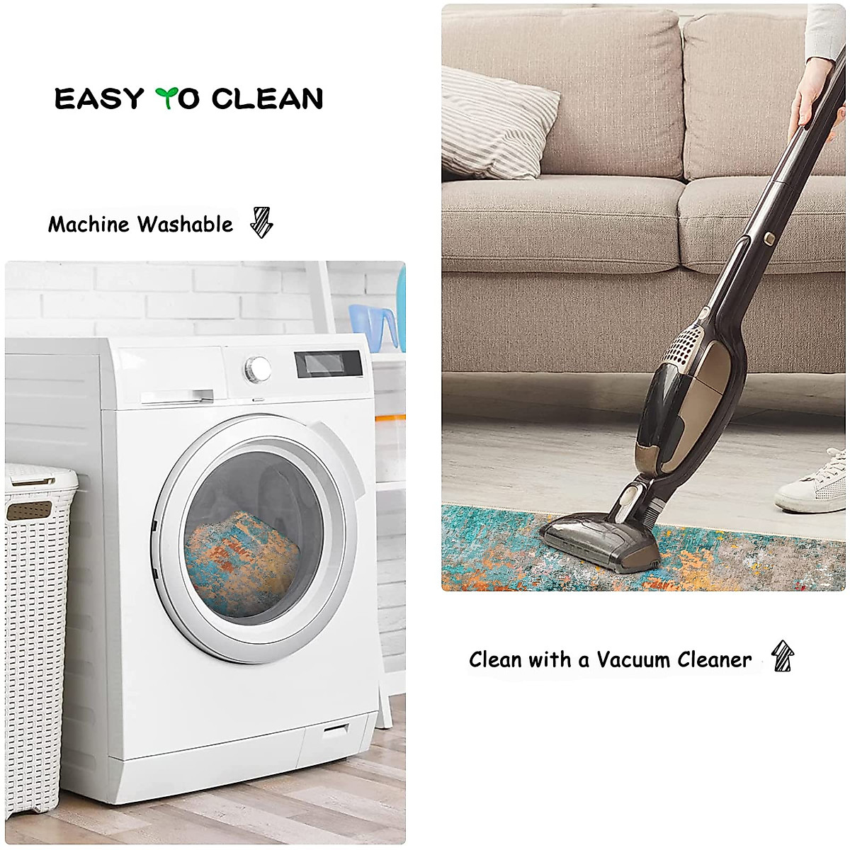 Lahome Modern Abstract Area Rug - 2x3 Small Washable Colorful Kitchen Rug Soft Entryway Mat, Non Slip Contemporary Indoor Accent Carpet for Bathroom Sink Family Living Room Bedroom Door Hall