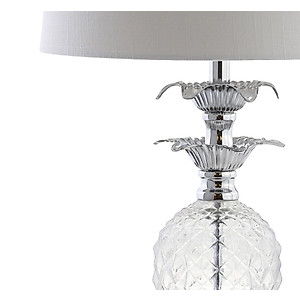 JONATHAN Y JYL1078A Jane 24" Glass LED Table Lamp Traditional Transitional Bedside Desk Nightstand Lamp for Bedroom Living Room Office College Bookcase LED Bulb Included, Clear/Chrome