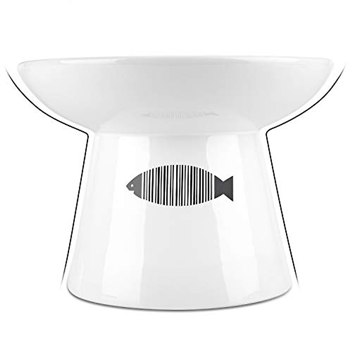 Yangbaga Cat Raised Food/Water Bowl for Elder Big Cats, Non-Skid 4.8x6.4in Premium Ceramic Cat Bowls with Stand, Sturdy and Anti-Fall… (White)