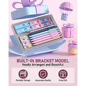 Smallbudi 6PCS 0.7 mm Mechanical Pencils Set with Case, Cute Pastel Mechanical Pencil with 360PCS HB Lead Refills, 3 Eraser, Aesthetic School Supplies Pencils for Drafting Writing Drawing Sketching