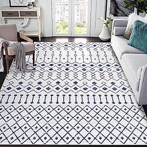 GAOMON 4x6 Rug for Living Room Washable Rugs Modern Geometric Area Rug for Bedroom Tribal Office Carpet Soft Nursery Rug Low Pile Floor Cover Neutral Rugs Blue and White