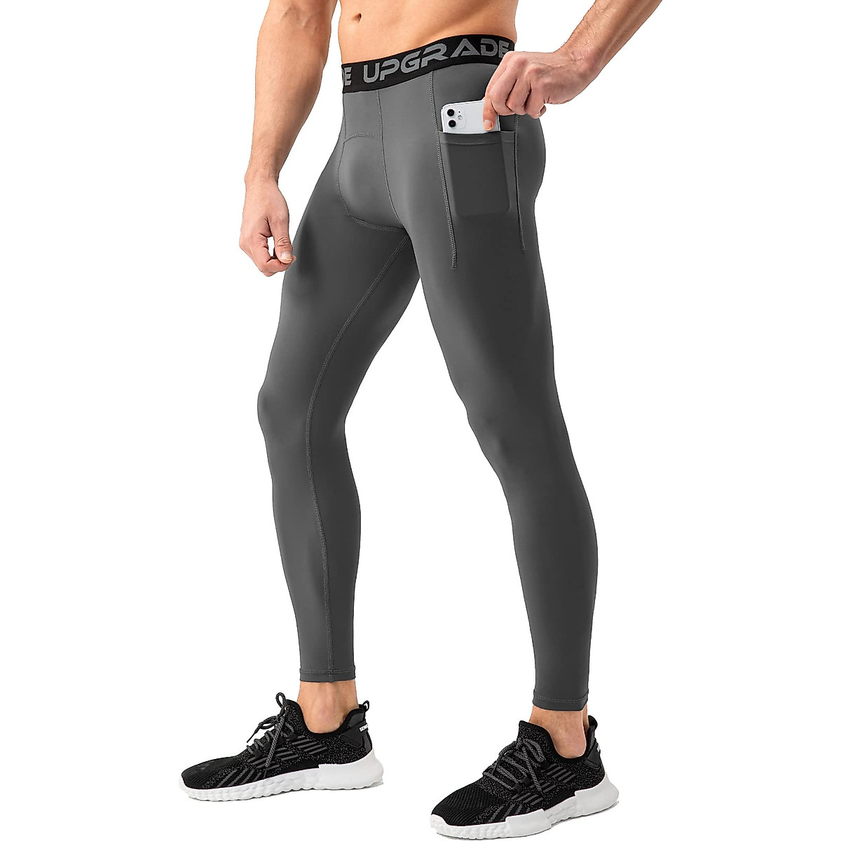 Dark Grey Men's Compression Pants Tights Leggings Sports Baselayer Athletic Tights for Running Football Basketball XL