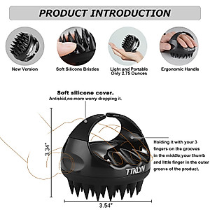 TTKLYN Hair Shampoo Brush, Scalp Care Hair Brush with Soft Silicone Scalp Massager, Black