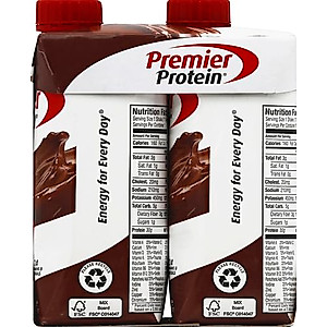 Premier Protein Shake, Chocolate, 30g Protein, 1g Sugar, 24 Vitamins & Minerals, Nutrients to Support Immune Health, 4 Count, 44 Fl Oz