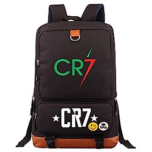 Mayooni Students Cristiano Ronaldo School Backpack-CR7 Durable Canvas Knapsack Classic Basic Laptop Bag for Teen Boys