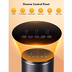 Govee Smart Space Heater, 1500W Fast Heating WiFi Small Heater with Thermostat, Quiet Portable Electric Ceramic Heater with RGB Night Light for Office, Living Room, Indoors, App & Voice Control