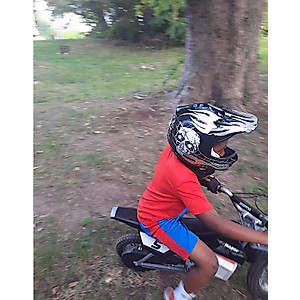 TCT-MOTORPARTS Black Skull Boy DOT Kids Youth Motocross Helmets ATV Off-Road Dirt Bike Motorcycle Full Face Helmet+Gloves+Goggles X-Large