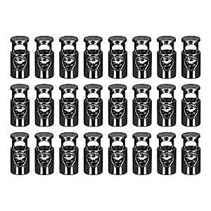 uxcell 24pcs Metal Cord Locks, 6mm Single Hole Spring Stopper Fastener Slider Toggles End for Drawstrings Bags Backpacks Clothing Lanyard, Black