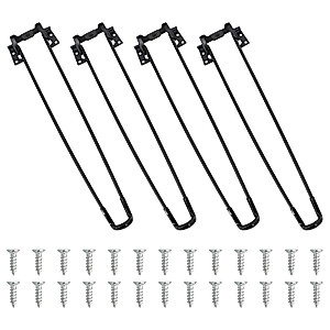 Foldable Hairpin Leg, 16" Metal Folding Table Legs, Heavy Duty Black Furniture Legs for Bench, Coffee Table, Laptop, Mini Computer Desk with Mounting Screw