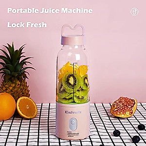 Eshwb Portable Blender for Shakes and Smoothies – 14Oz USB Rechargeable – Multifunctional Smoothie Maker with Ultra Sharp Blades and Non-BPA Blender Bottle – Ideal for Traveling, Gym, Office