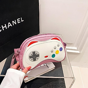 Cute Game Controller Fanny Pack Belt Bag, Women's Sports Chest Bag For Running, Casual Fashion Cartoon Shoulder Crossbody Bag (Pink)