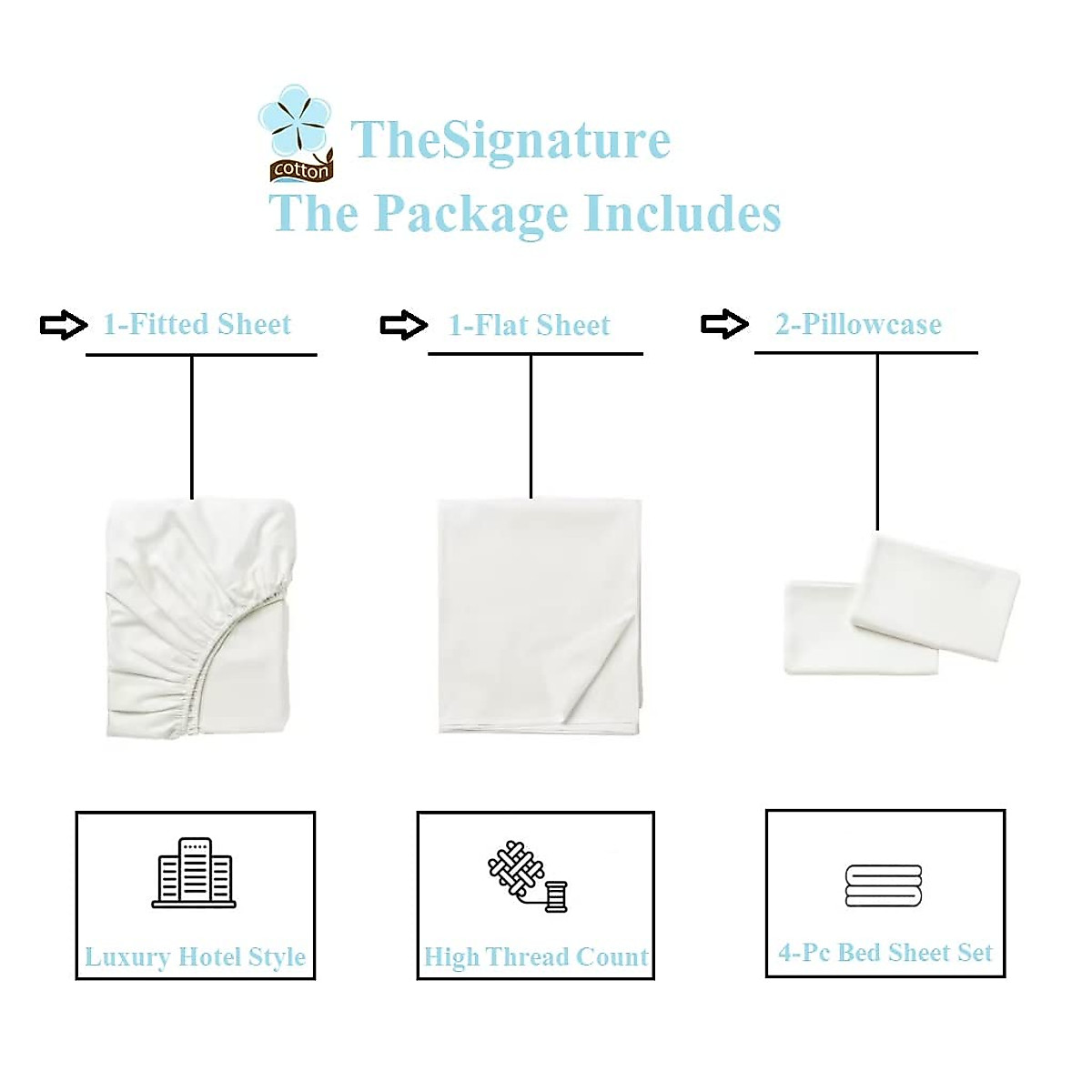 4-Piece BedSheets Set-800 Thread Count-100% Cotton Bedding Set for Full Size Bed-Long Staple Cotton Soft Sateen Weave, Fits Upto 18'' Deep Pockets Fitted Sheet-Cream