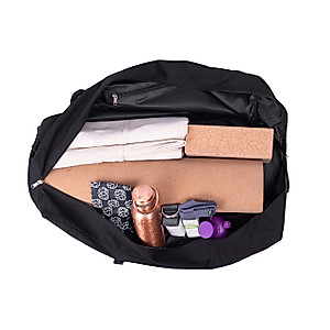 Seven Chakra Yoga Mat Bag | Yoga Meditation Luxurious 7 Chakras Embroidery 100% Cotton Fabric Bag - Size - 29" X 8" X 12" (Black)