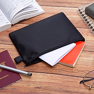 Zipper Bag - Set Of 5 - Carry All Pouch To Organize Travel Toiletries Pens Cosmetics (8 x 6, Black)