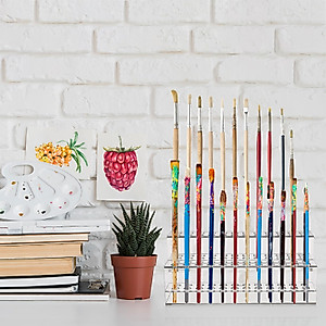 Cabilock Plastic Pencil Holder Clear Acrylic Brush Display Pen Stand: Pen Holder Pen Organizers for Colored Pencils Paint Makeups Cosmetic Brush 48 Hole Pen Organizing Rack