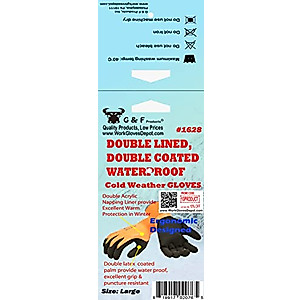 G & F Products 100% Waterproof Winter Gloves for outdoor cold weather Double Coated Windproof HPT Plam and Fingers Acrylic Terry inner keep hands warm at -58F X-Large, 1628XL , Orange