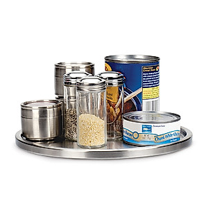 RSVP International Turntable Lazy Susan, Stainless Steel, 10.75" | Handy in Cabinet, Refrigerator or on Counters | Organize Spices, Canned Foods, Pots, Pans, Dinnerware, 10.75 Inch