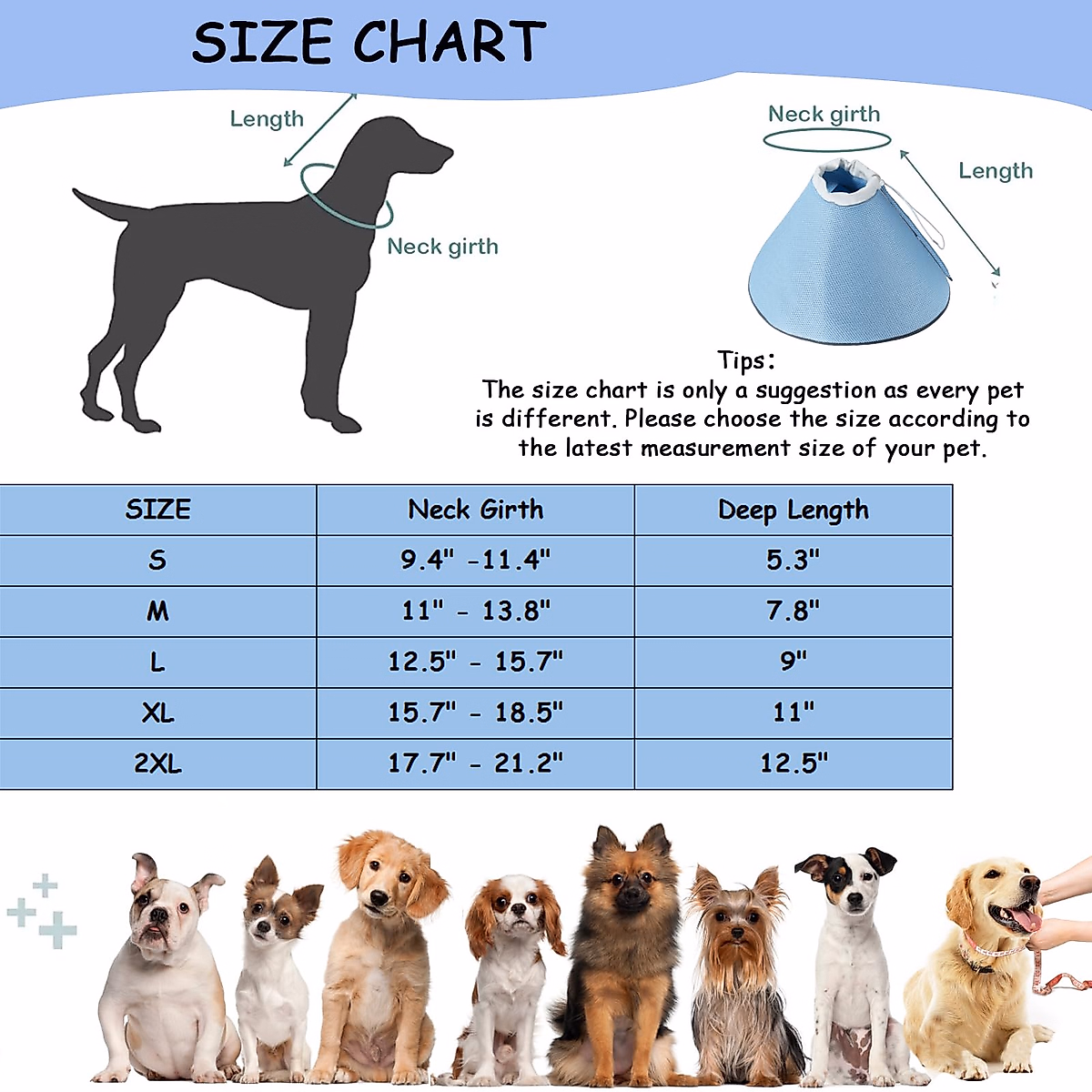 Dog Cone Collar for Large Dogs, Adjustable Soft Pet Cone for Dogs to Stop Licking Wound After Surgery, Dog Cone Alternative Pet E-Collar, Cone for Dogs After Surgical Recovery Collar