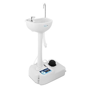 SereneLife Portable Camping Sink with 19L (5+ Gallon) Water Tank, Hands-Free Foot Pump, Soap Dispenser & Towel Holder, Compact Design with Carry Handle – Perfect for Camping, Worksites, Outdoors