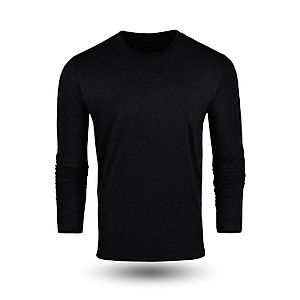Fresh Clean Threads Mens Black Long Sleeve T-Shirt - Pre Shrunk Soft Fitted Premium Classic Tee - Men's T Shirts Cotton Poly - 3XL