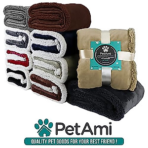 PetAmi Dog Blanket for Medium Large Dogs, Pet Bed Blanket Cat Puppy Kitten, Fleece Furniture Couch Cover Protector Sofa Car, Soft Sherpa Dog Throw Plush Reversible Washable, 40x60 Solid Dark Gray