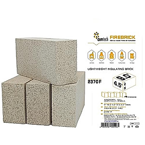 GIRtech Insa-4 Universal Insulating Fire Bricks - 2370F Pack of 4 - for Ovens, Forge, Kiln, Fireplace, Wood Stove - High Insulation Extra Low Thermal Conductivity Durable & Lightweight