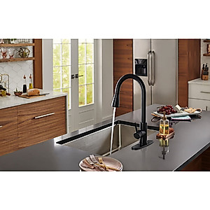 Black Kitchen Faucet, Qomolangma Kitchen Faucets with Pull Down Sprayer for Kitchen Sink, Stainless Steel Single Handle Kitchen Sink Faucet Matte Black