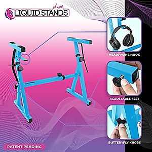 Liquid Stands Piano Keyboard Stand - Z Style Adjustable and Portable Heavy Duty Music Stand for Kids and Adults -Fits 54-88 Key Electric Pianos - Sturdy Musical Keyboard Stand (Light Blue)