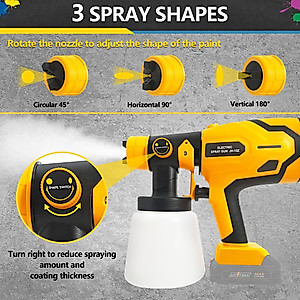 Cordless Paint Sprayer with 2 Battery,Paint Sprayer Gun with 2 x 2.0Ah Battery & 1000ml High Capacity 4 Nozzles, HVLP High Pressure Paint Gun,600W High Power Paint Sprayer for Home DIY