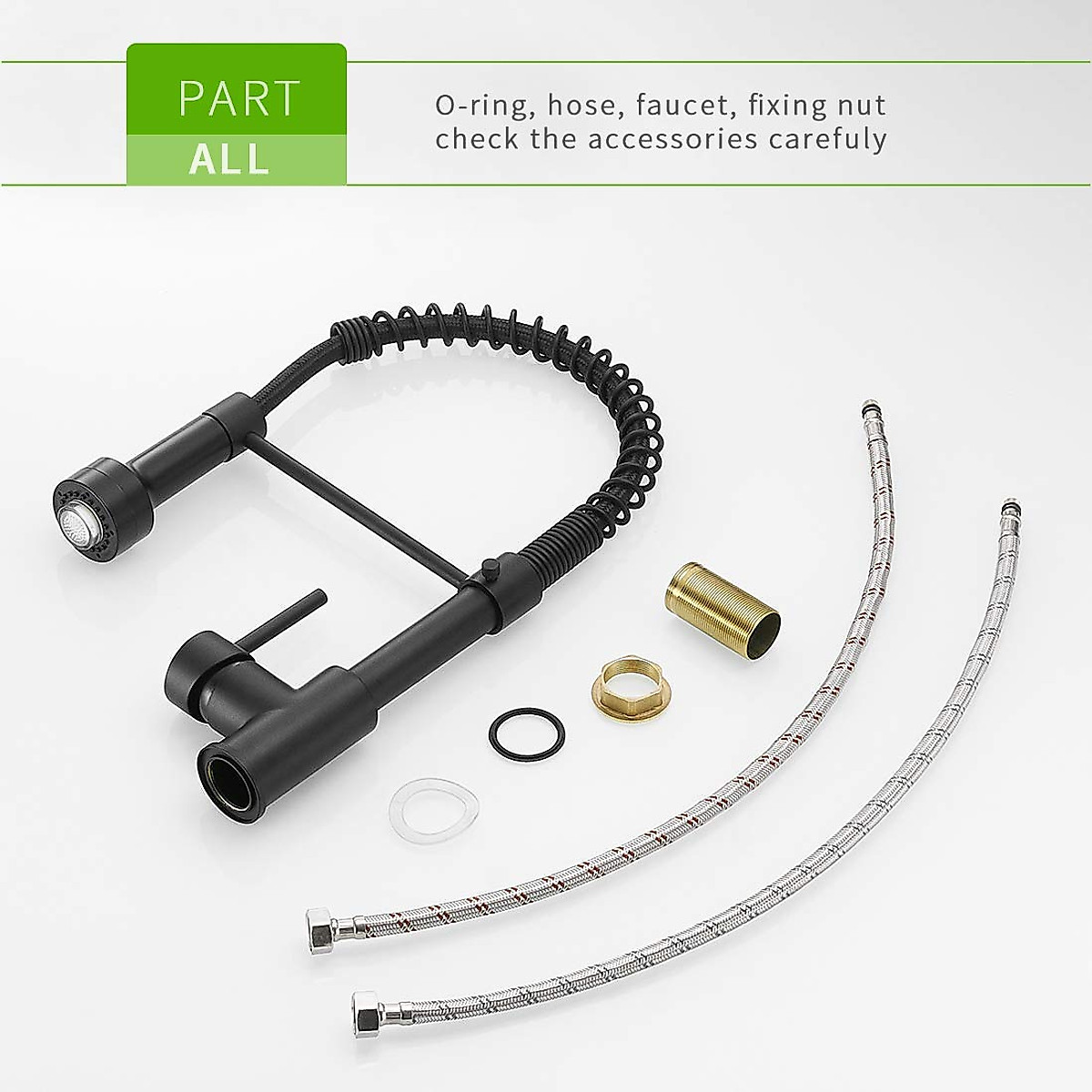 GIMILI Black Kitchen Faucet with Sprayer Modern Single Handle Pull Down Sprayer Matte Black Kitchen Faucet Pull Down with LED Light