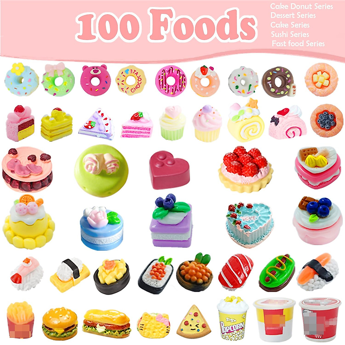 200Pcs Miniatures Food Drinks Bottles Dollhouse Accessories 1:12 Mini Stuff Things Toy Set Pretend Play Kitchen Game Playset Tiny Stuff Baking Micro Mart Hamburger Bread Ice Cream Cake