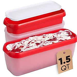 StarPack Long Scoop Reusable Ice Cream Containers with Lids (2-Pack) - Ice Cream Container for Home Made Ice Cream Storage, Soup & Food Storage - Durable Ice Cream Freezer Containers with Style!
