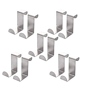 Ogrmar 10PCS Stainless Steel Z Shape Reversible Utility Over Door Back Bathroom Kitchen Organizer Rack Hanger Hook for Clothes Towels Scarves Keys Hats (Silver)