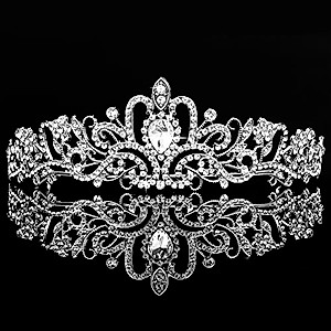 YISSION Silver Crown and Tiara Crystal Tiaras Queen Crowns for Women Girls Birthday Tiara Princess Crown Bridal Hair Accessories for Wedding Prom Party Cosplay