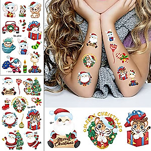 116 Pieces Christmas Temporary Tattoo for Kids Santa Claus Tattoo Stickers Waterproof Reindeer Candy Tree Socks Fake Tattoos Decoration for Women Adult Face Body Tattoo Accessories Christmas Eve Party Favor