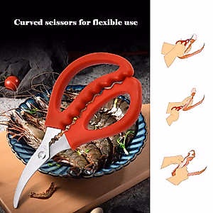 2 Pack Seafood Scissors,Seafood Fish Crab Shrimp Lobster Scissors Stainless Steel Shears for Kitchen Tools