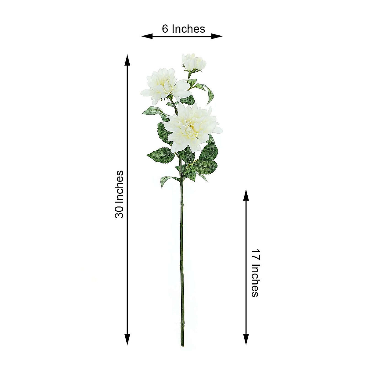 Efavormart Pack of 2-31" Ivory Dahlia Flower Stem, Silk Flower Spray for DIY, Weddings, Bridal Bouquets, Parties, Anniversary, Home, Centerpieces, Garden, Flowers Décor