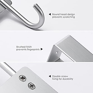 ACMETOP Over The Door Hooks, Aluminum Door Hanger Hook with 5 Coat Hooks for Hanging, Heavy Duty Over The Door Coat Rack for Towel, Bag, Robe, Back of Bathroom, Silver
