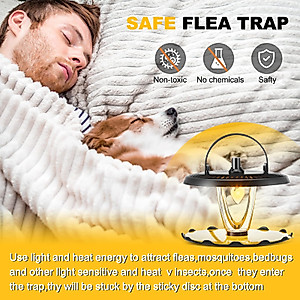 Qualirey 4 Packs Flea Traps with 20 Sticky Disc 12 Bulbs 4 Electric Wires Flea Traps Flea Killer Traps for Inside Your Home Safe Flea Light Trap for Indoor Safe to Pets and Kids