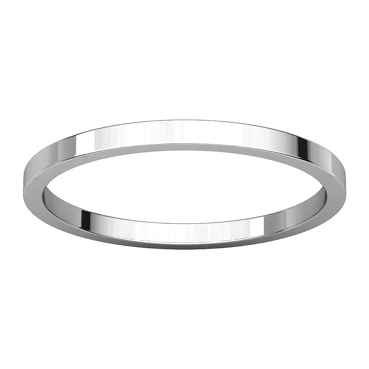 FB JEWELS Platinum 1.5 mm Flat Bridal Wedding Ring Band Size 7